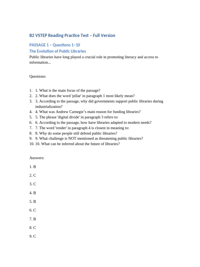 B2 VSTEP Reading Practice Test | PDF | Coral | Psychology