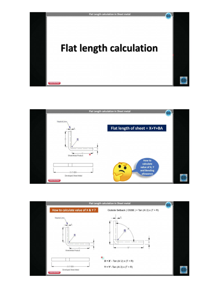 Sheet Metal Flat Length Calculation | PDF