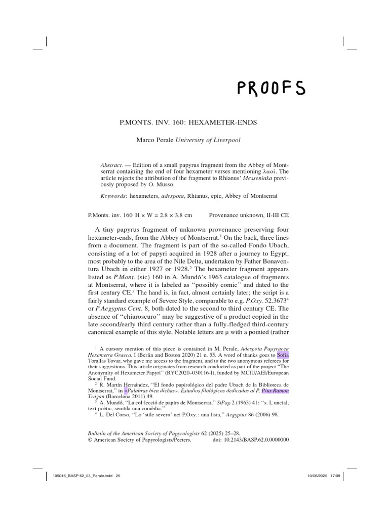Hexameter Fragment from Montserrat | PDF