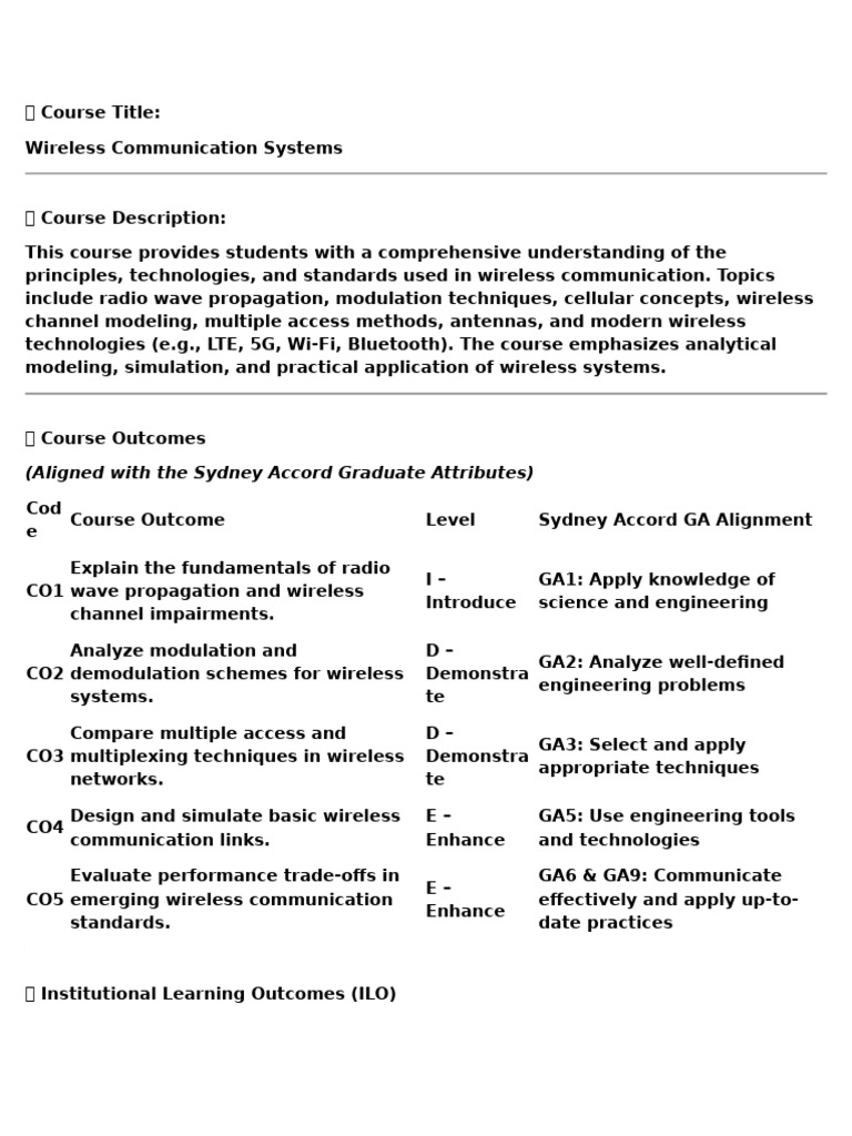 Wireless Communication Systems Course | PDF | Cellular Network | Mimo