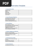 Lesson Observation Template Guide | PDF
