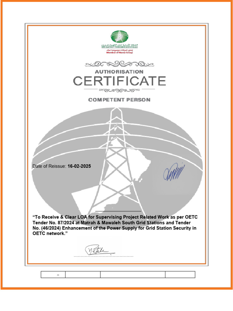 OETC Competent Person Certification | PDF