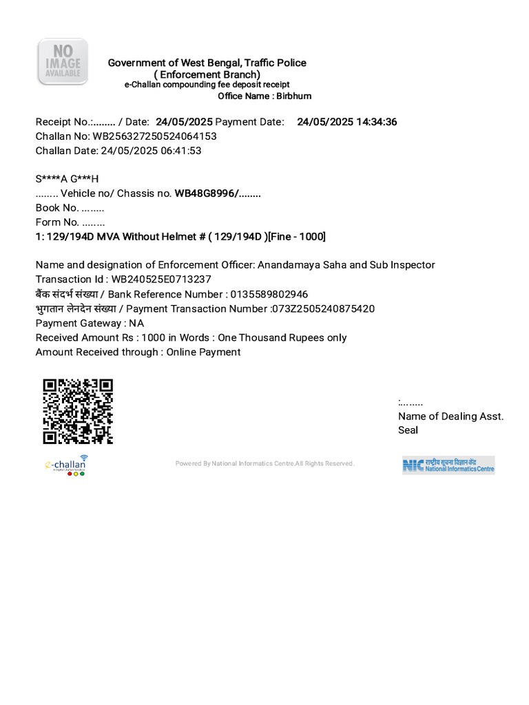 Echallan - Parivahan.gov - in API Print Challan Recipt | PDF