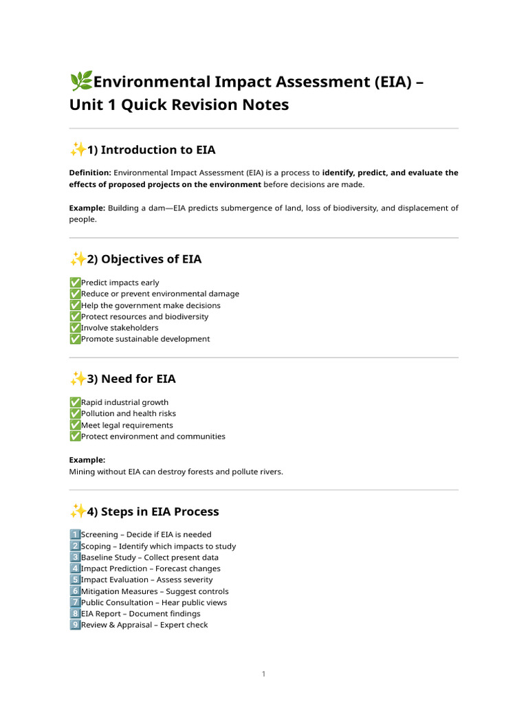 EIA Overview: Process, Benefits, and Methods | PDF | Environmental ...