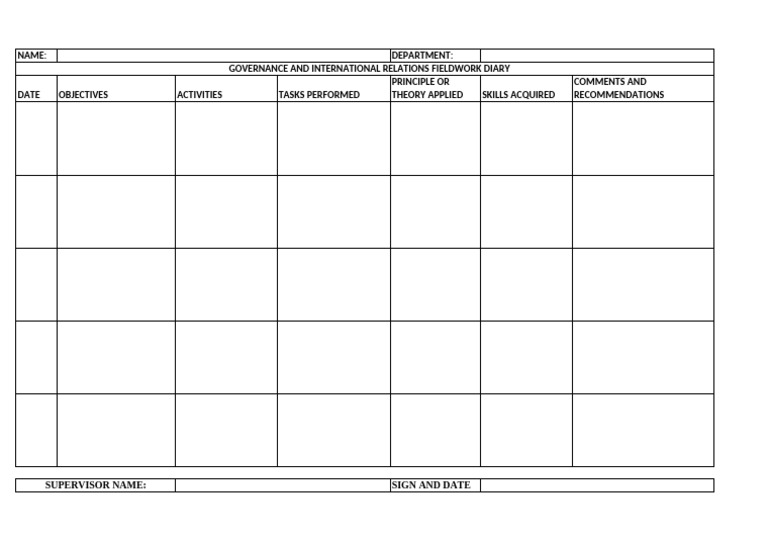Internship Diary Template 2 | PDF