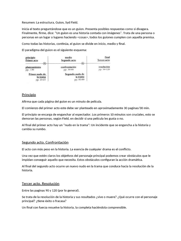 Paradigma de Syd Field en Guiones | PDF