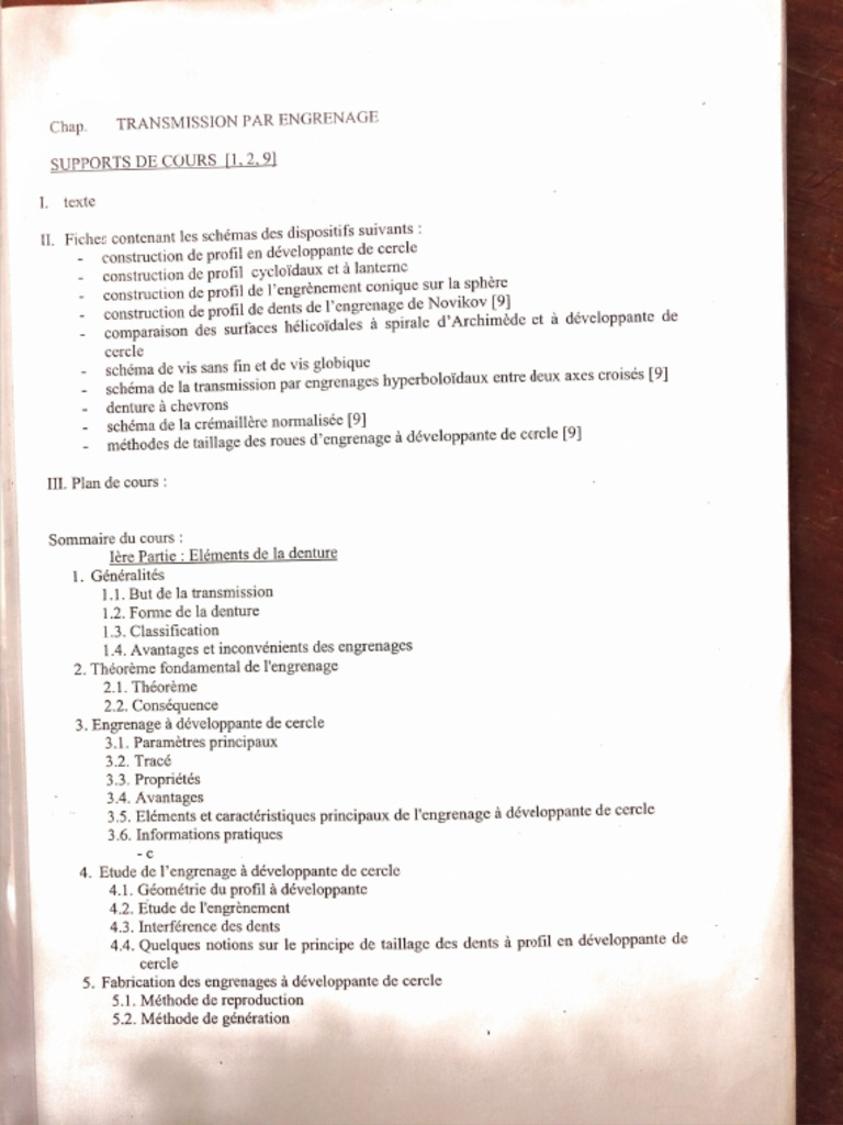 Cours Prof Engrenages | PDF