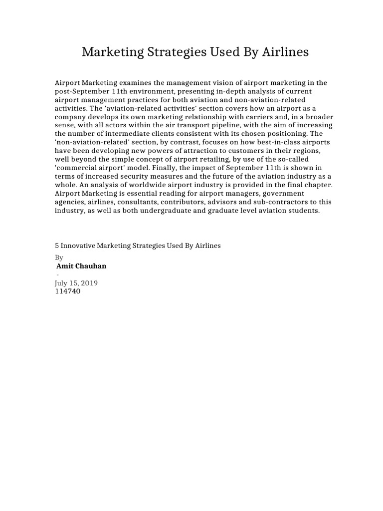 Innovative Airline Marketing Strategies | PDF | Marketing | Airlines
