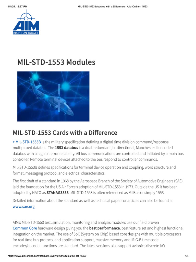Aim Brochure Mil STD 1553 | PDF