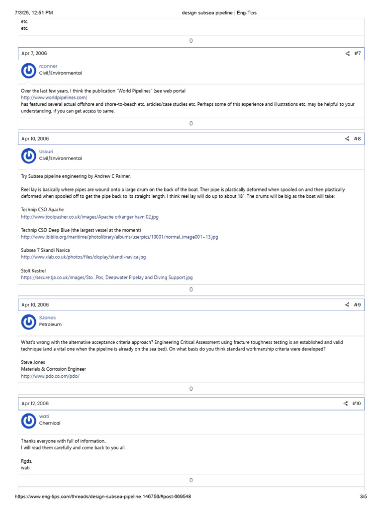 Design Subsea Pipeline - Eng-TipsPart-2 | PDF | Pipe (Fluid Conveyance ...