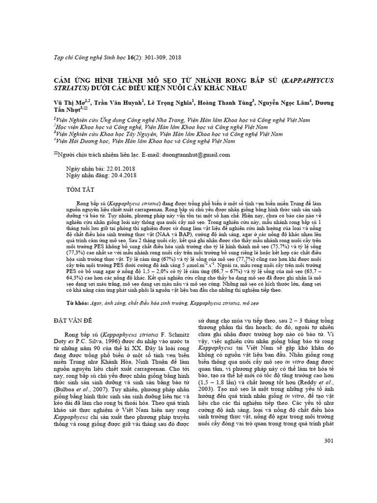 C M NG Hình Thành Mô S O T Nhánh Rong B P Sú (D I Các I UKI Nnuôic Y Khác Nhau | PDF