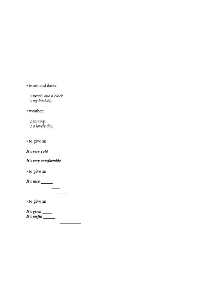Dummy Subject It Handout | PDF | Verb | Adjective