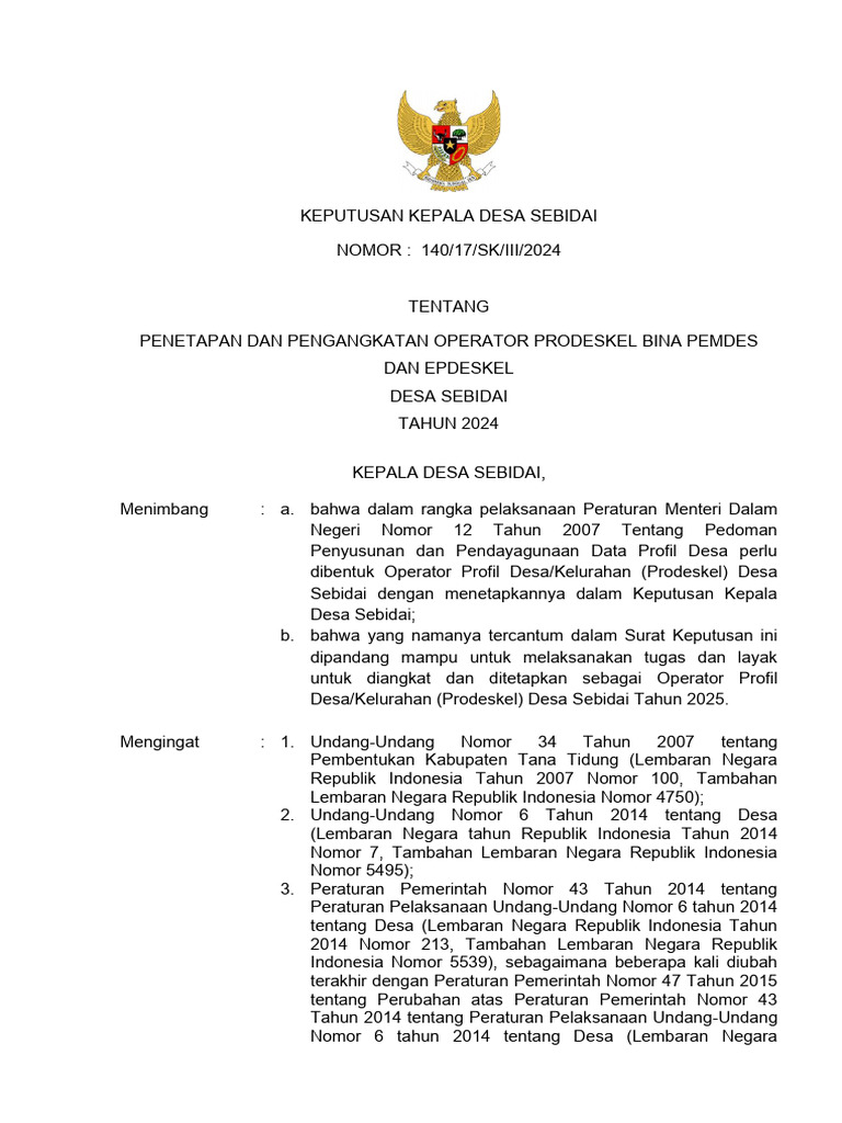 SK Pokja Operator Prodeskel | PDF