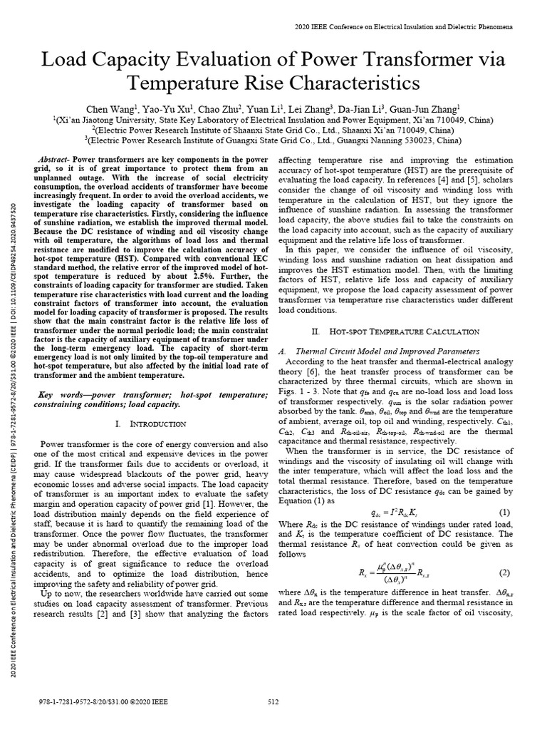 Load Capacity Evaluation of Power Transformer Via Temperature Rise ...