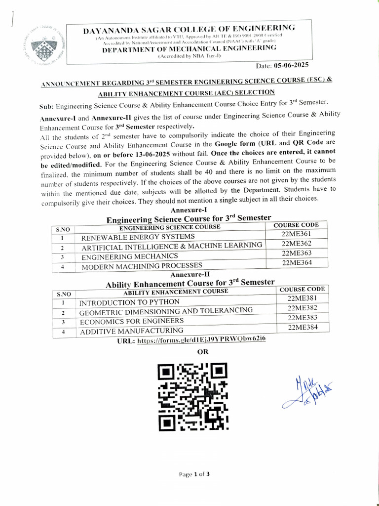 Iii Sem Elective Circular 2025-26 | PDF | Engineering | Computer ...
