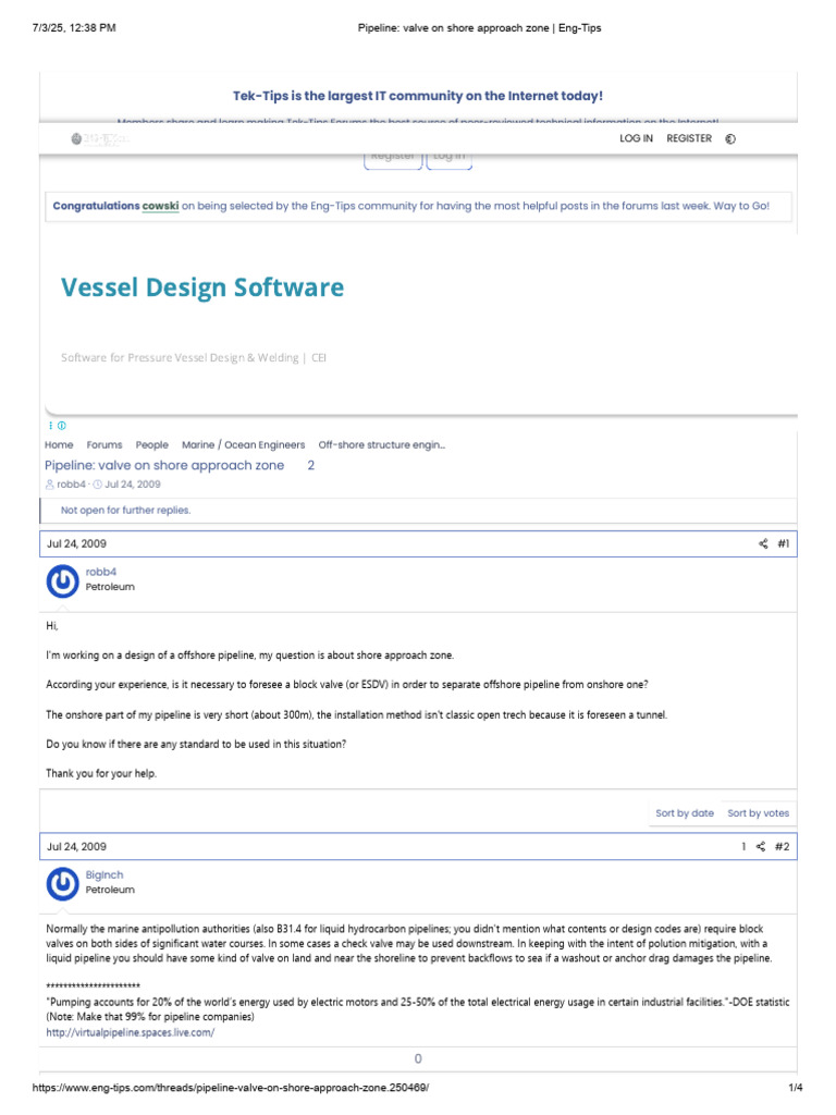 Pipeline - Valve On Shore Approach Zone - Eng-TipsPart-1 | PDF ...