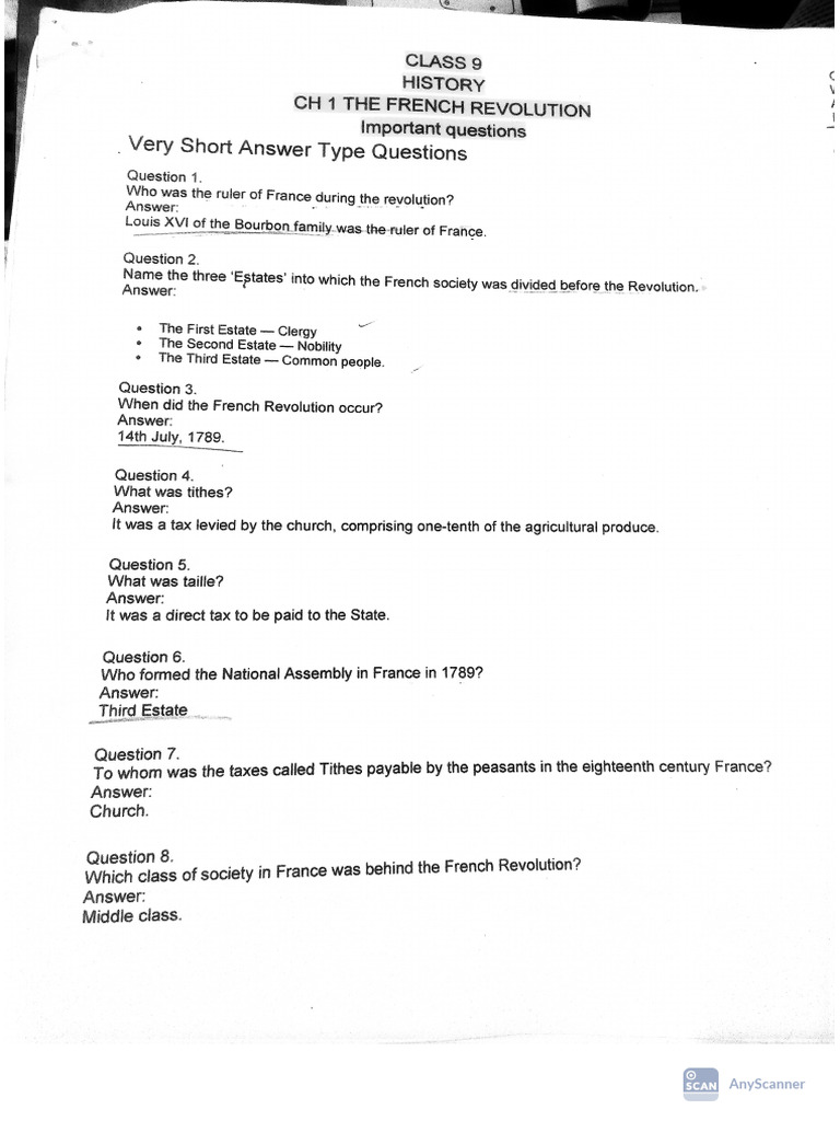 French Revolution Extra Question Answers | PDF