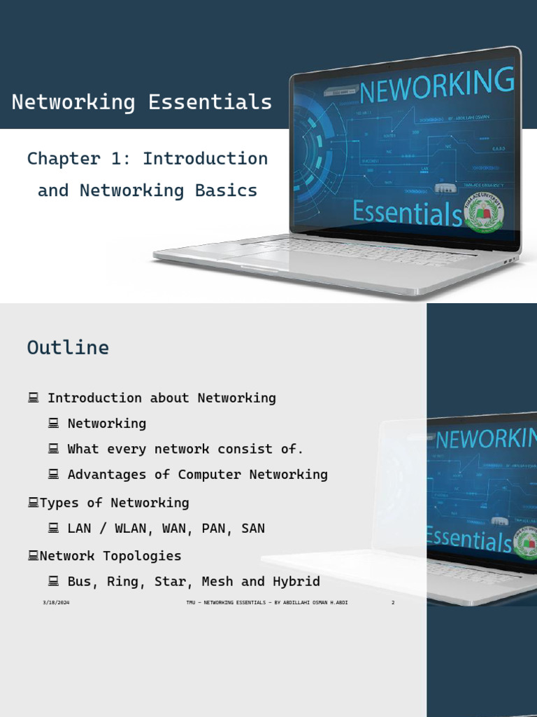 Chapter 1 - Networking Essentials (Introduction and Network Basics) | PDF | Computer Network ...