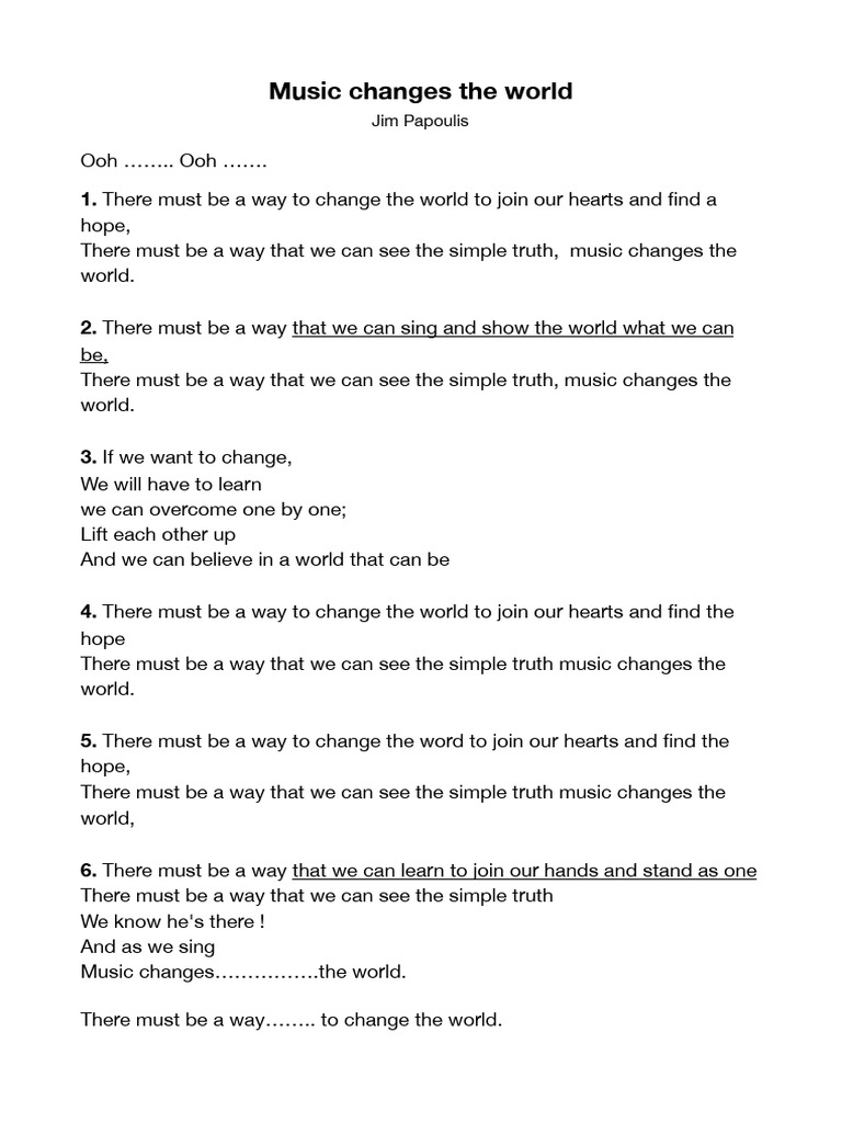 Music Changes The World | PDF