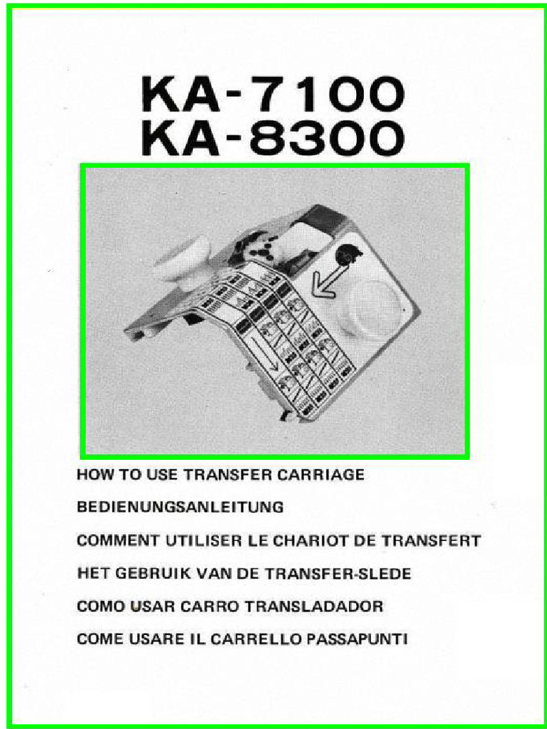 Brother KA-7100 - KA - 8300 Transfer Carriage | PDF