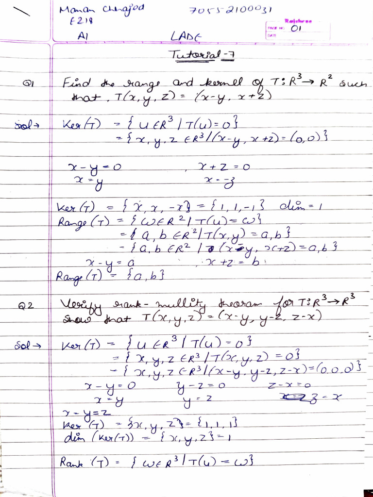 Manan Chhajed E218 LADE Tutorial 7 | PDF