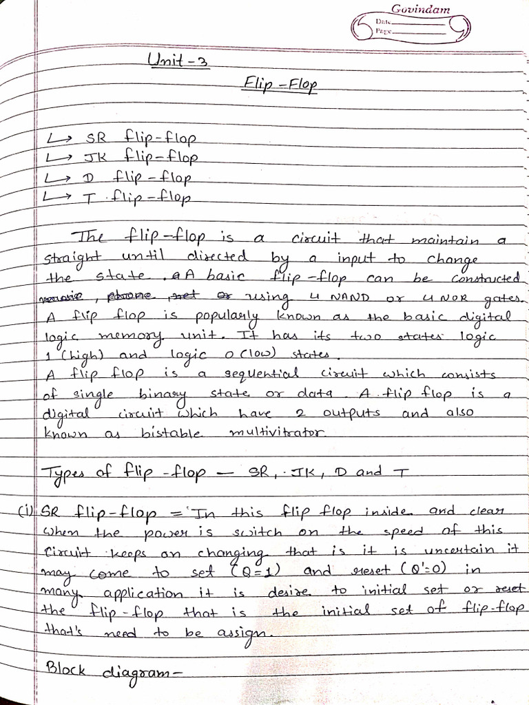 De (Flip Flop) Notes | PDF