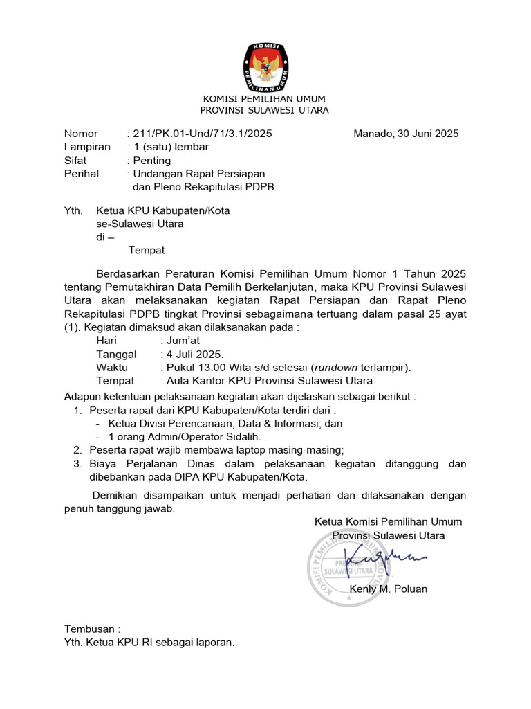 211 - Undangan Rakor Pleno Kabko + Rundown | PDF