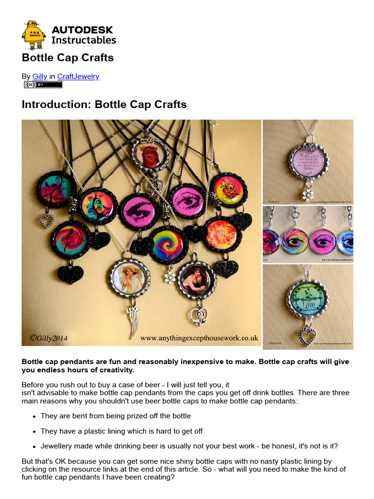 Bottle Cap Crafts - 11 Steps - Instructables | PDF