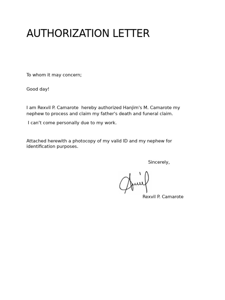 Authorization Letter | PDF