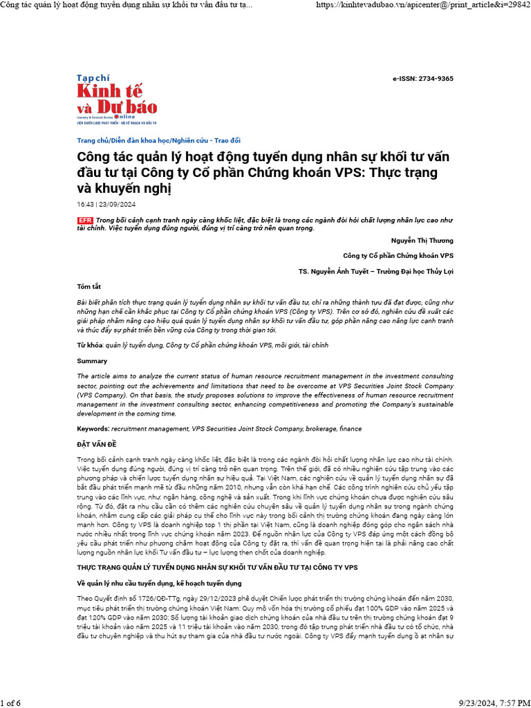 Công Tác Qu N Lý Ho T NG Tuy ND NG Nhân S KH It V N Ut T Icôngtyc PH NCH NG Khoán VPS: TH CTR NG ...