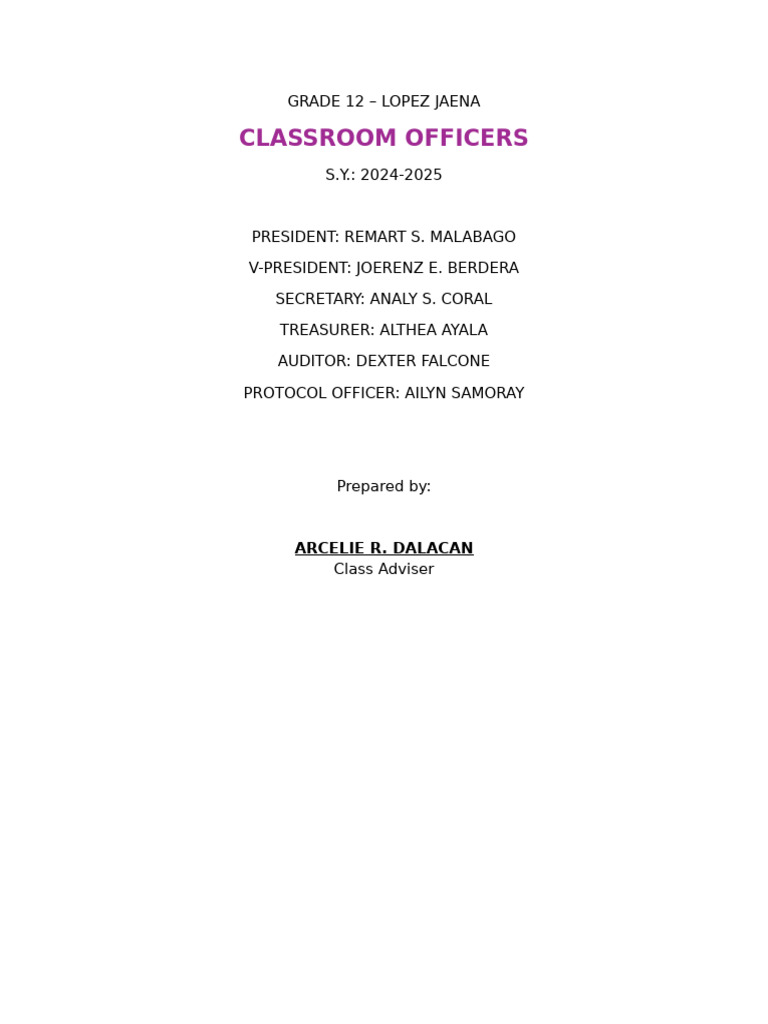 Class Officers | PDF