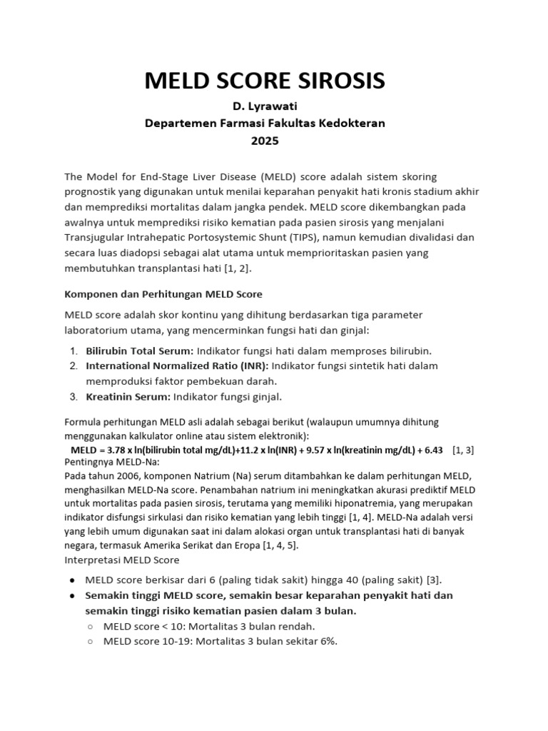MELD Score Cirrhosis 2025 | PDF