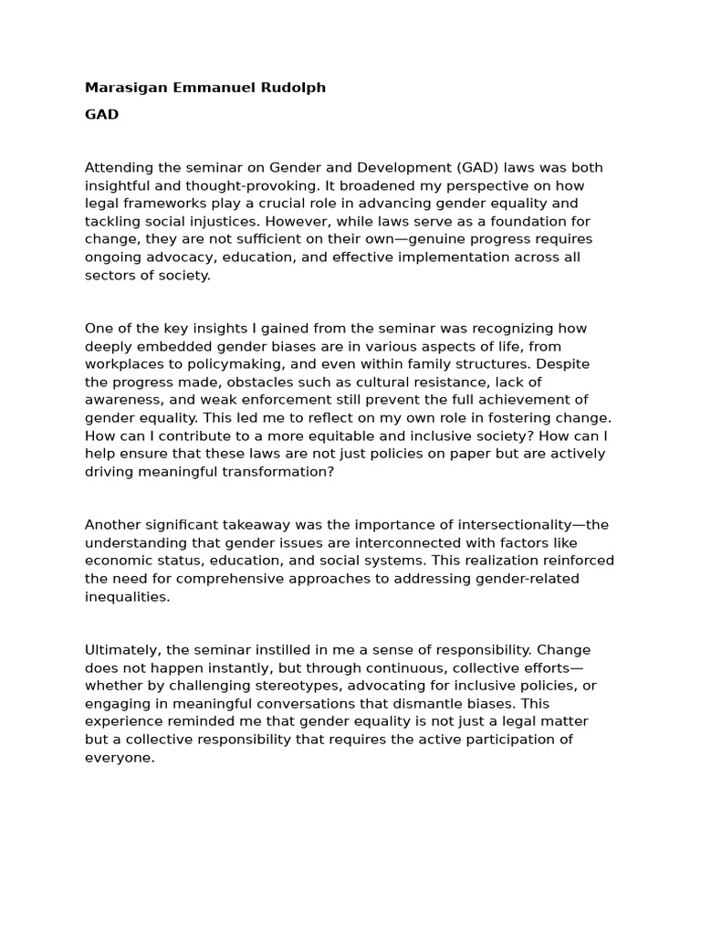 Insights on Gender and Development Laws | PDF