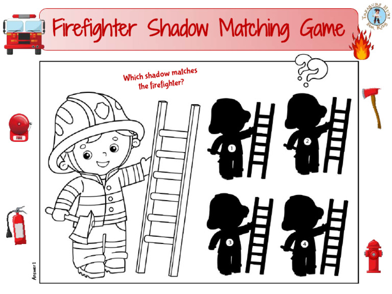 Firefighter Shadow Matching Game | PDF