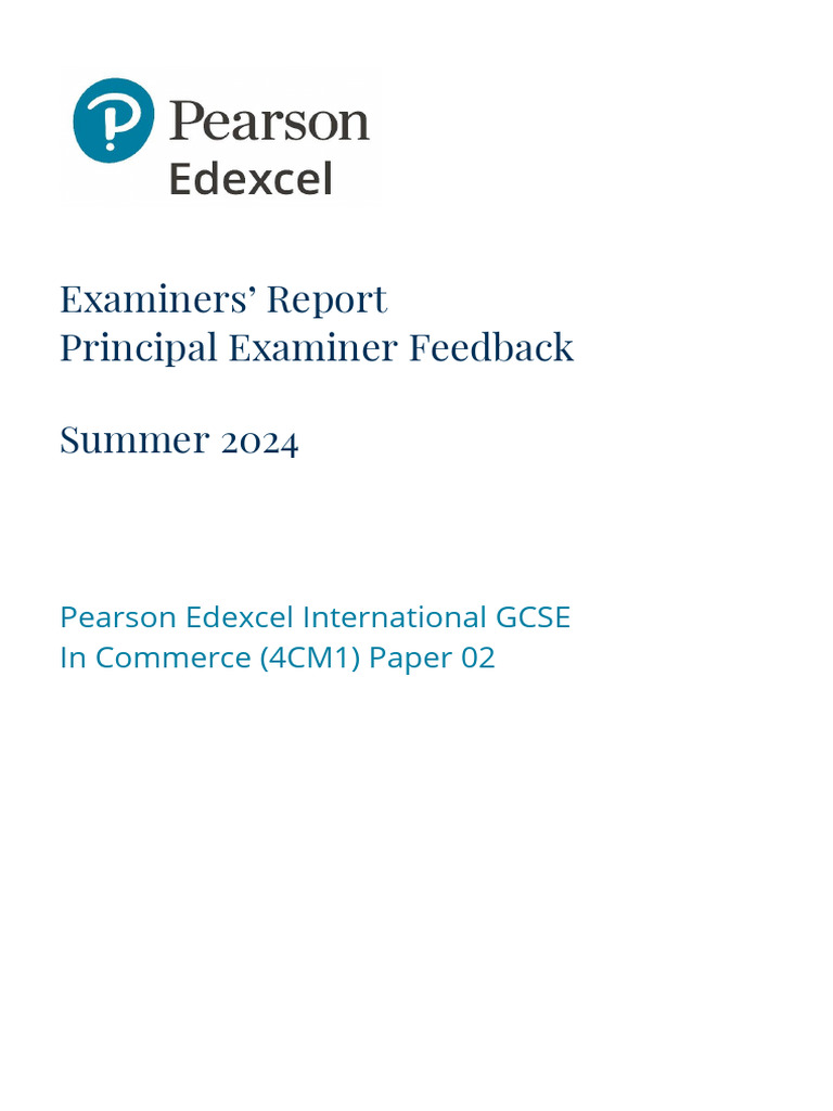 2024 MAY ER P2 Commerce Igcse Examiners Report p2 | PDF | Banks | Question