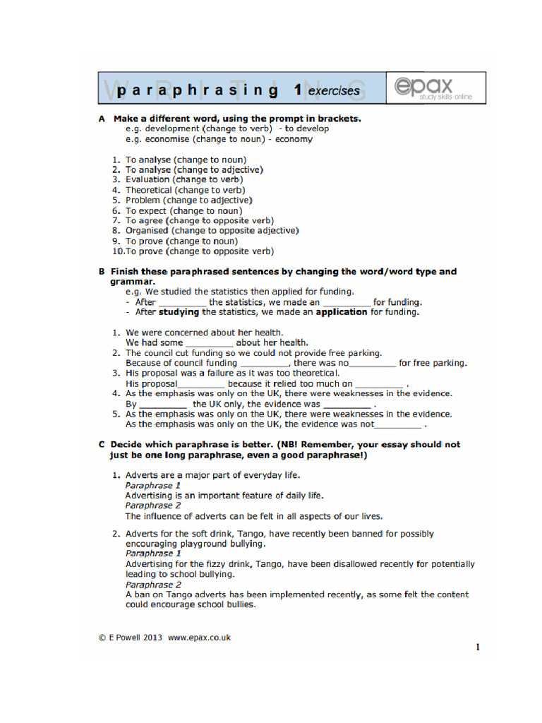 Paraphrasing and Summarizing | PDF