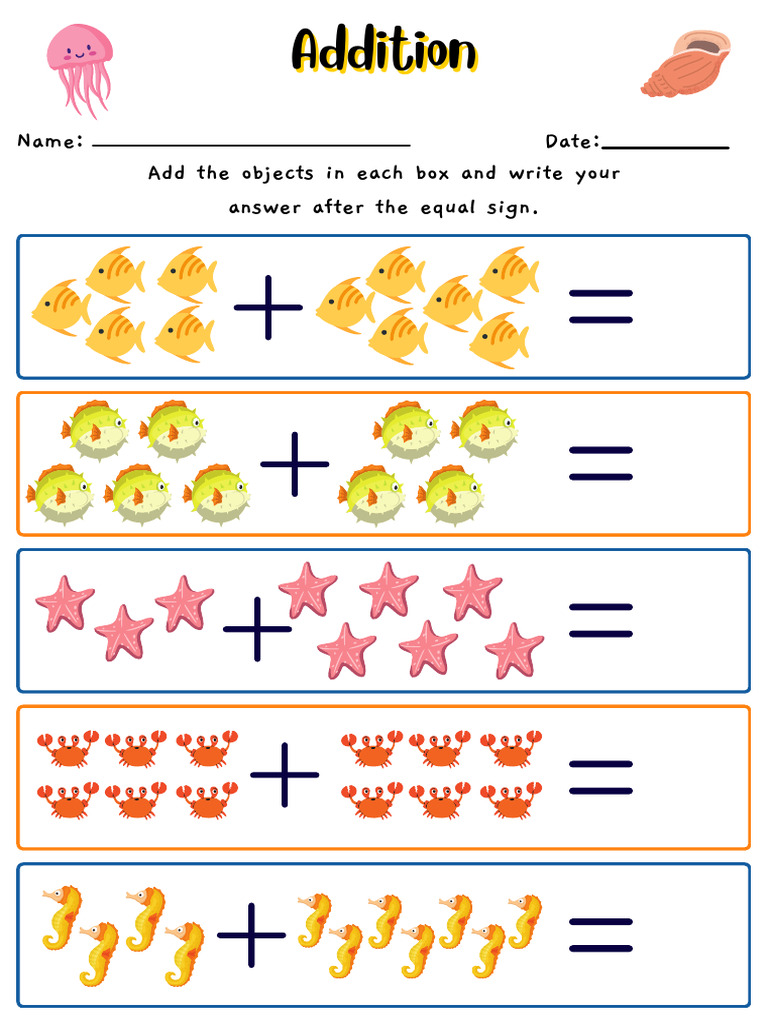Under The Sea Addition Worksheet | PDF