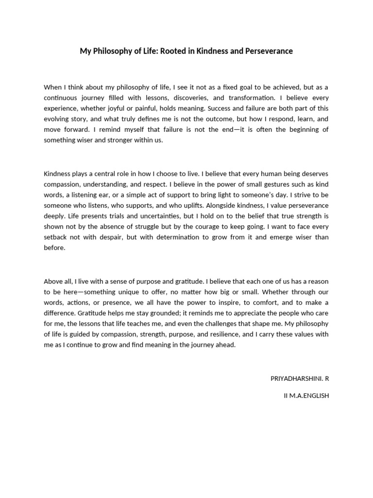 My Philosophy of Life - RP | PDF