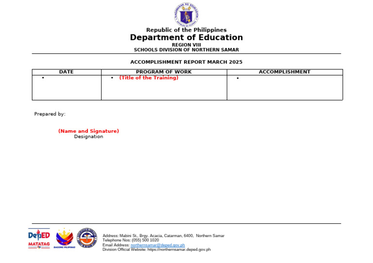 Accomplishment Report Sample | PDF