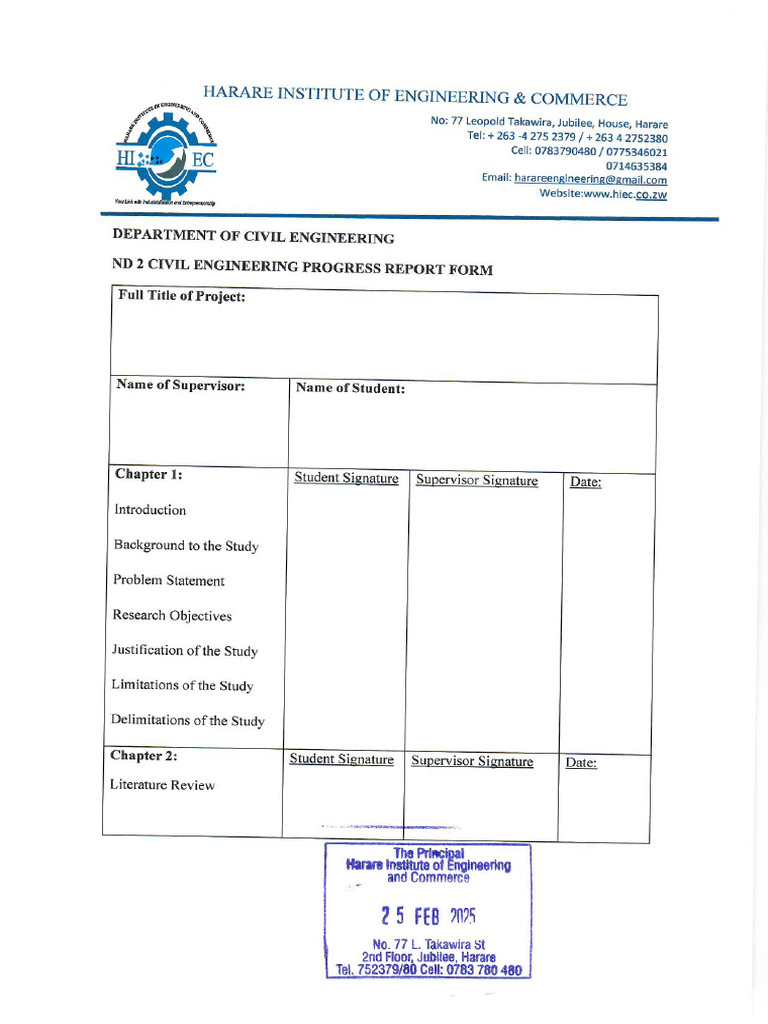 ND2 Civil Engineering Progress Report | PDF