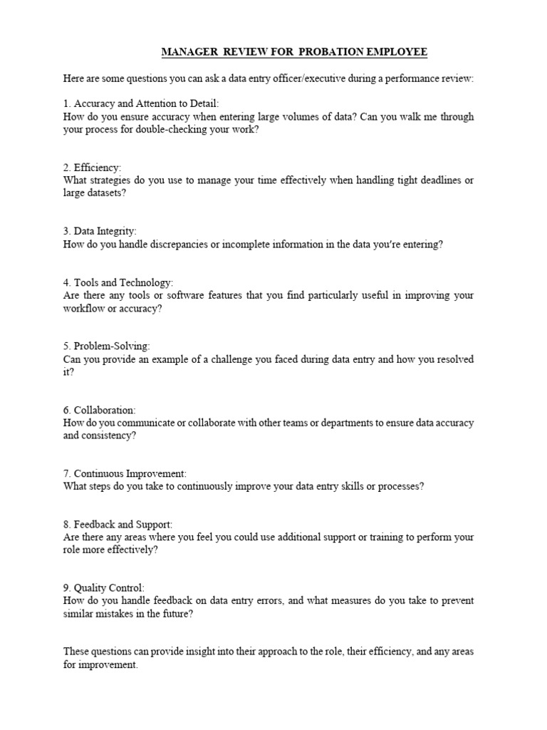 Sample - Question For Probation Review | PDF