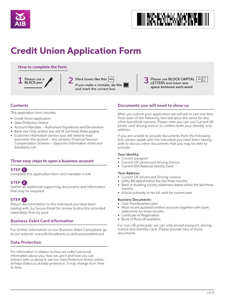 FT Credit Union App Form | PDF | Banks | Cheque