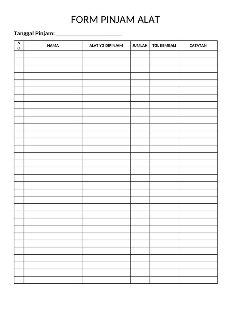 Form Pinjam Alat | PDF