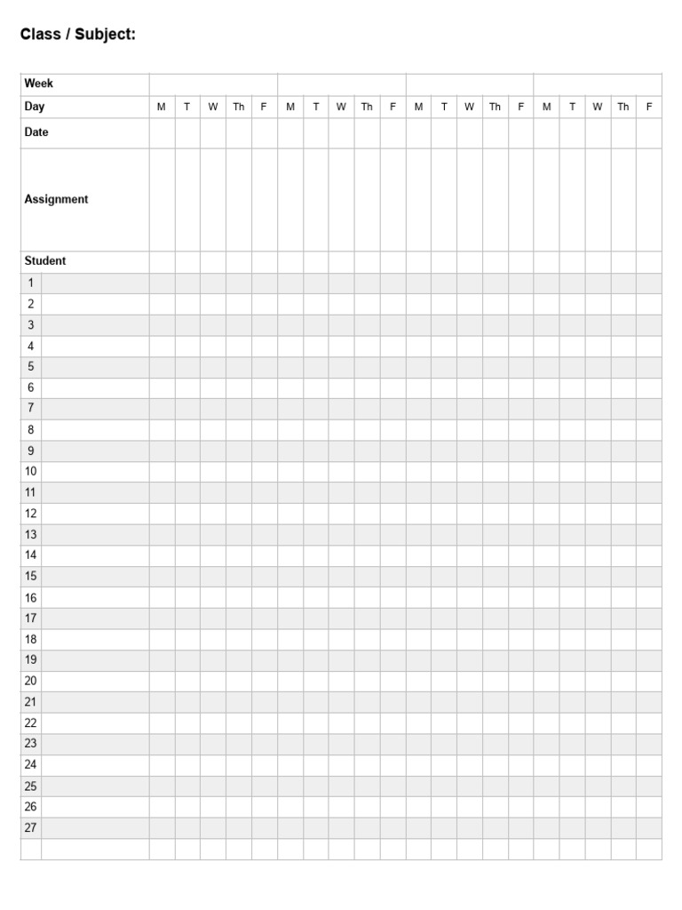 Printable Gradebook Template | PDF
