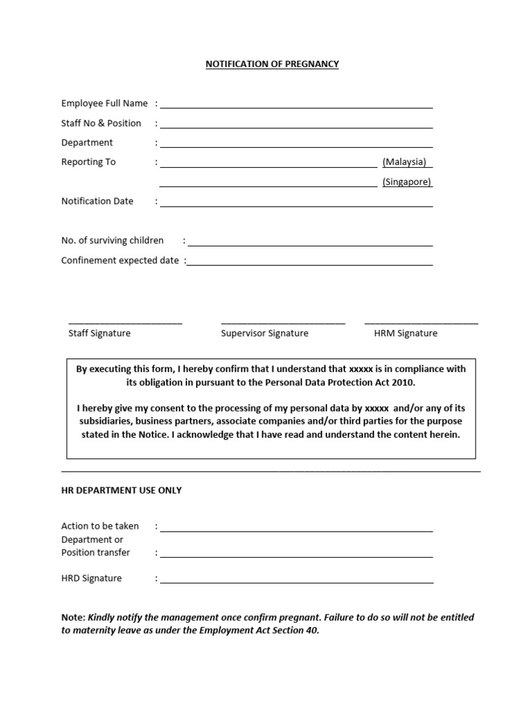Maternity Leave Notification Form 2025 | PDF