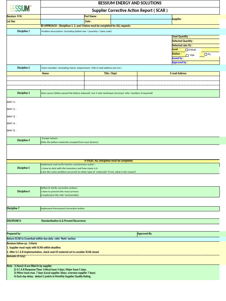 Supplier Corrective Action Report Template | PDF