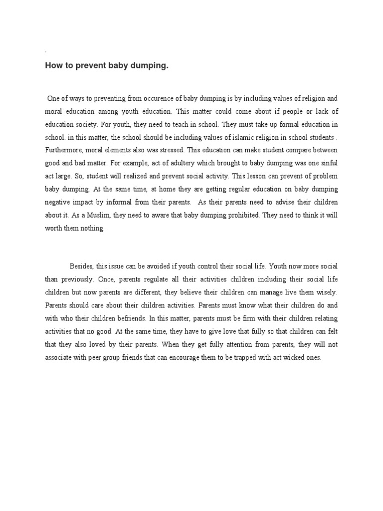 Preventing Baby Dumping Through Education | PDF | Human Sexual Activity ...