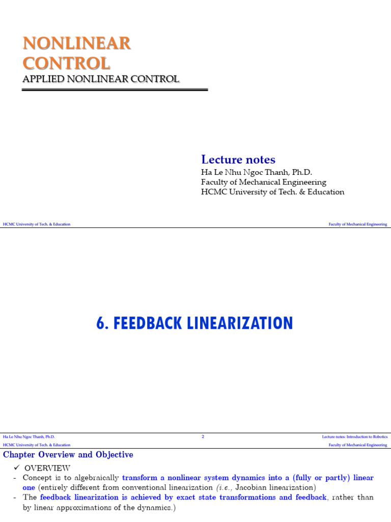 Chapter6 Feedback Linearization | PDF | Nonlinear System | Control Theory