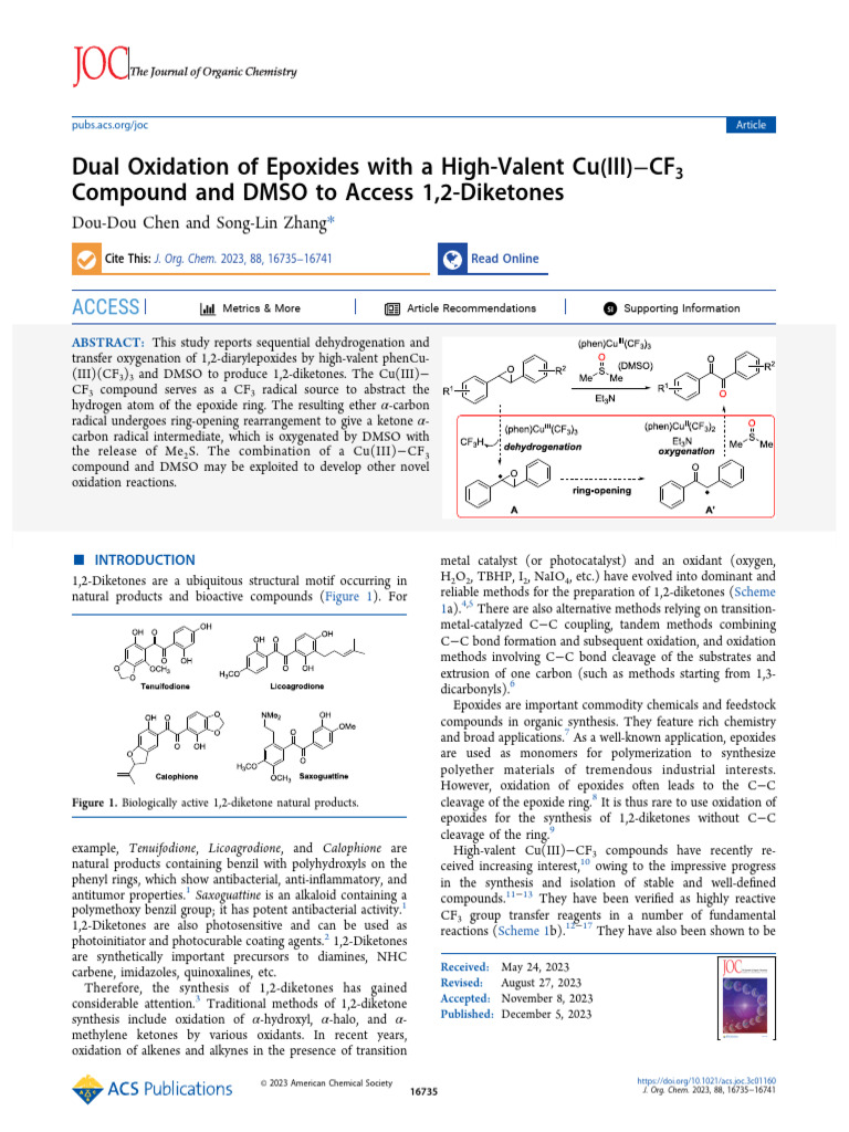 Cu(III)−CF3 Oxidation of Epoxides to Diketones | PDF | Chemical ...