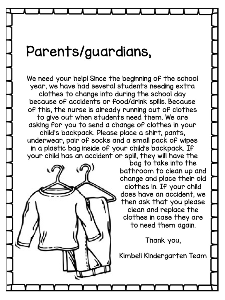 Change of Clothes Request for Parents | PDF